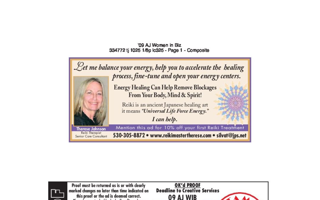 Reiki Ad 10-09 | Senior Care Of Sacramento